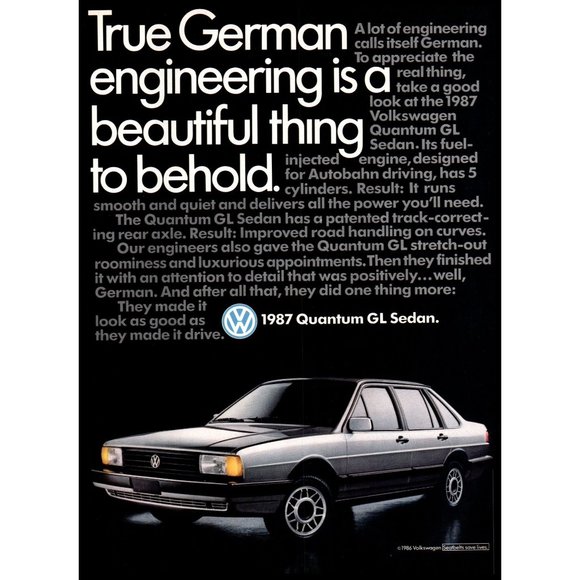 Volkswagen | Art | 987 Vw Volkswagen Quantum Gl Sedan Vintage Print Ad ...